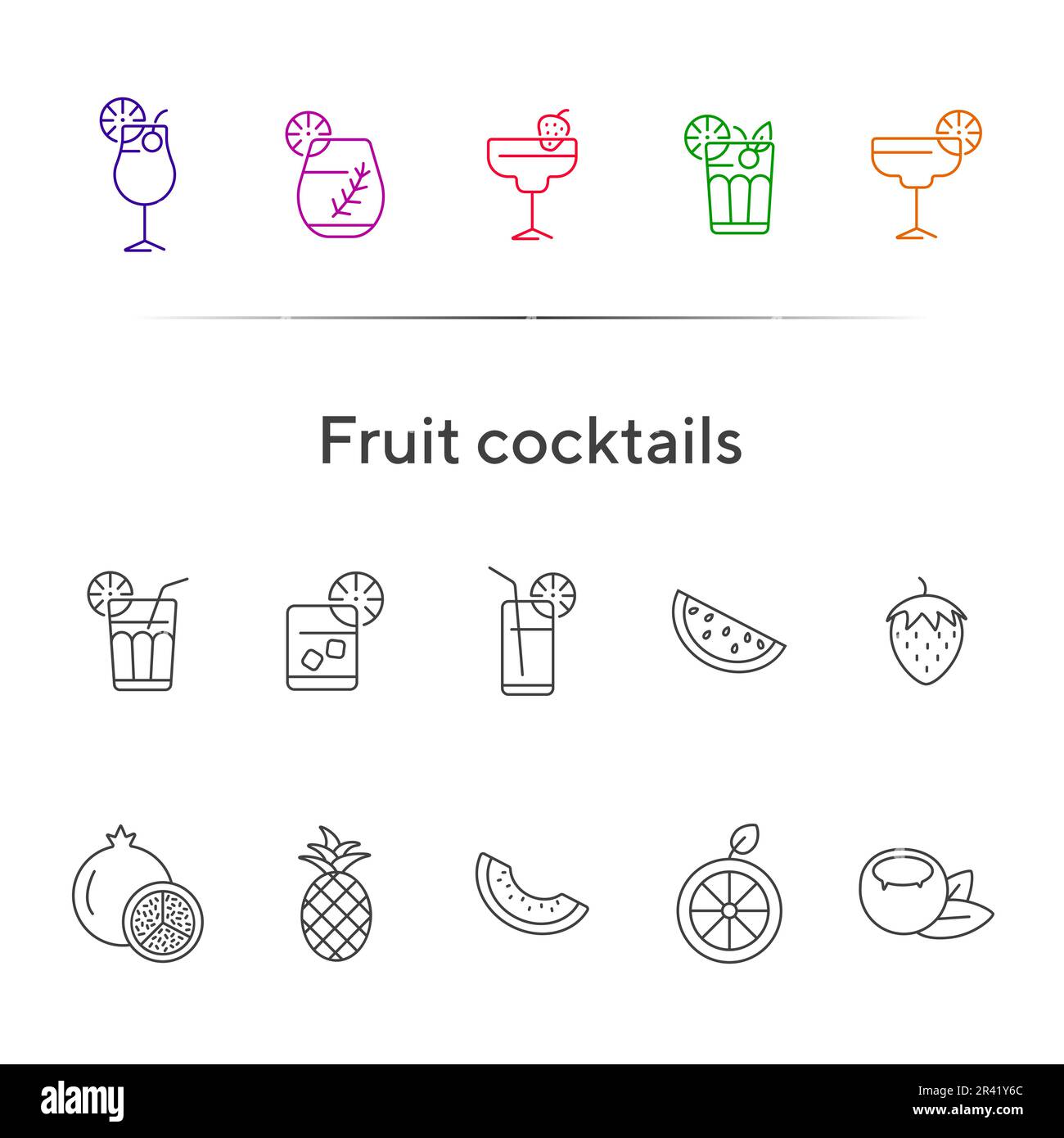 Fruit cocktails icons Stock Vector Image & Art - Alamy