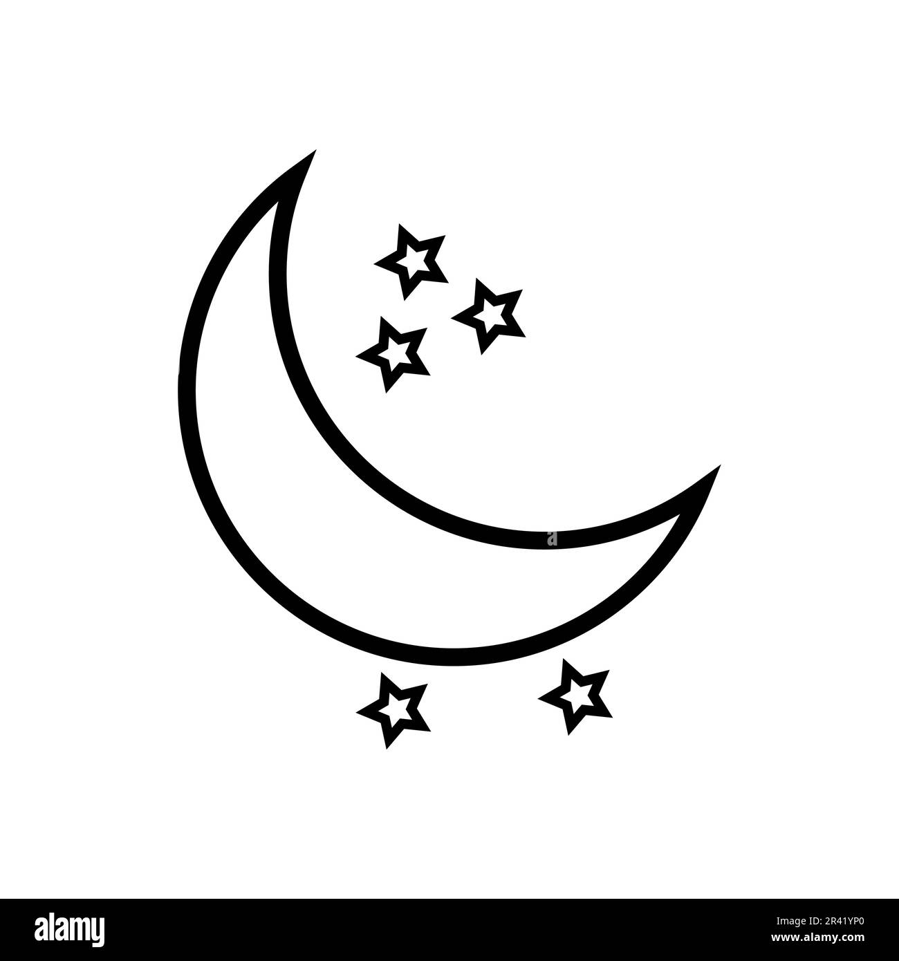 Moon Lineal Icon Symbol Vector. Black Outline Moon Icon Stock Vector Image & Art - Alamy