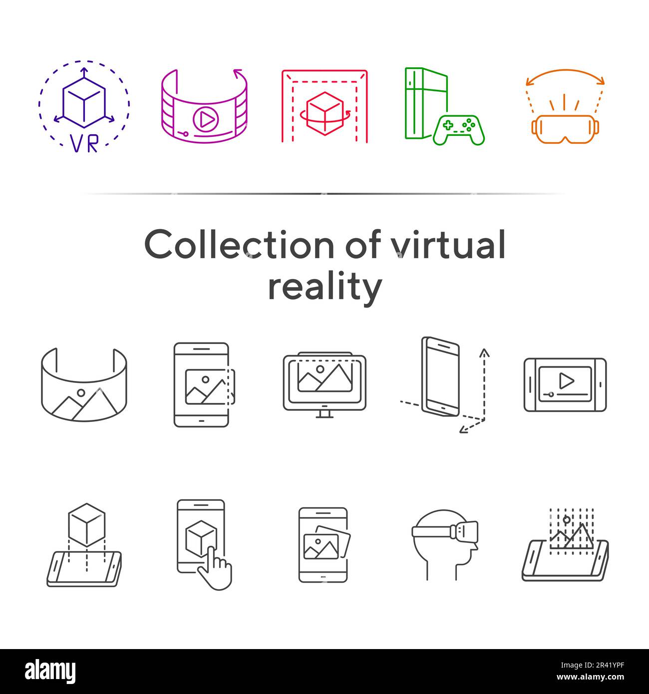 Collection of virtual reality line icons Stock Vector Image & Art - Alamy