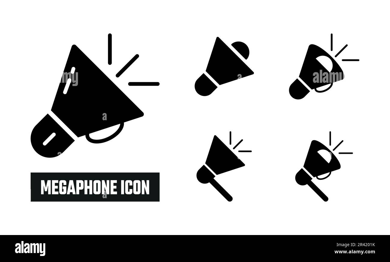 Megaphone Fill Icon Symbol Vector. Black Glyph Megaphone Icon Stock ...
