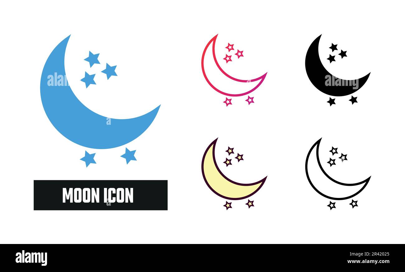 Moon Icon Set Vector Illustration Stock Vector Image & Art - Alamy