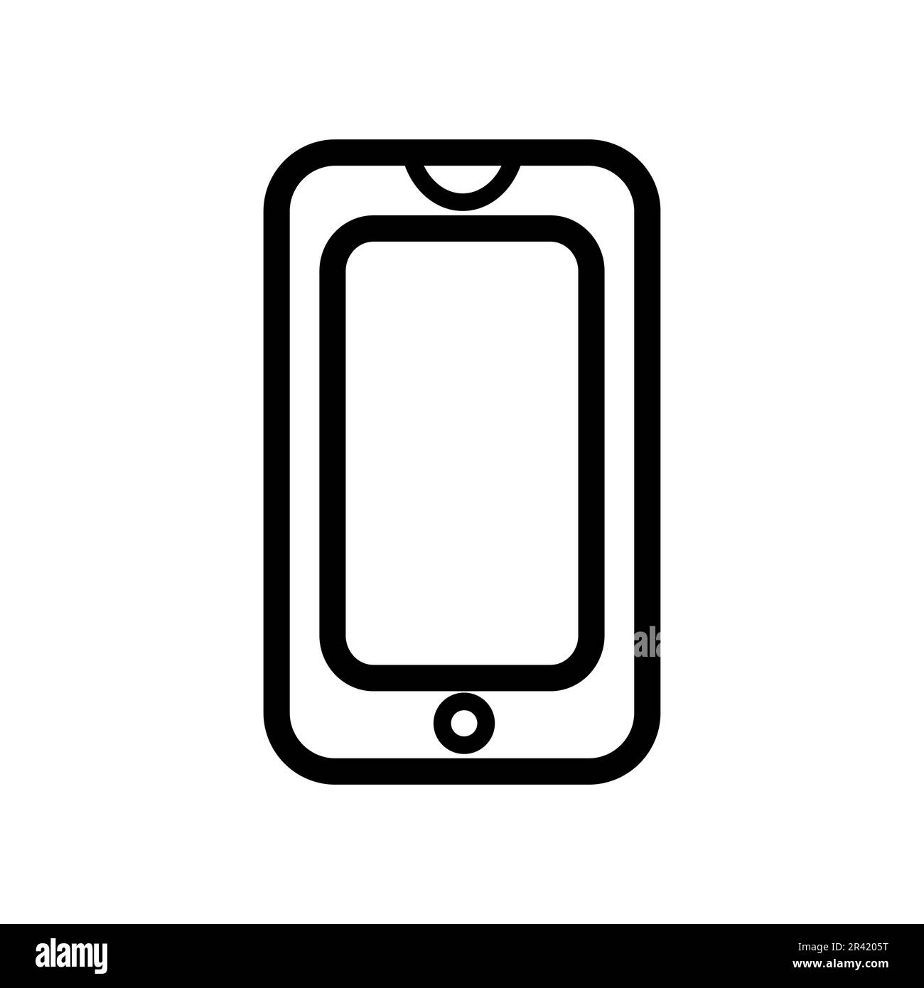 Mobile Phone Lineal Icon Symbol Vector. Black Outline Mobile Phone Icon Stock Vector Image & Art ...