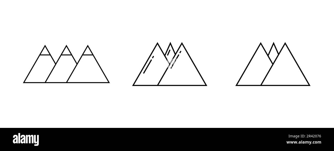 Mountain Lineal Icon Symbol Vector. Black Outline Mountain Icon Stock ...