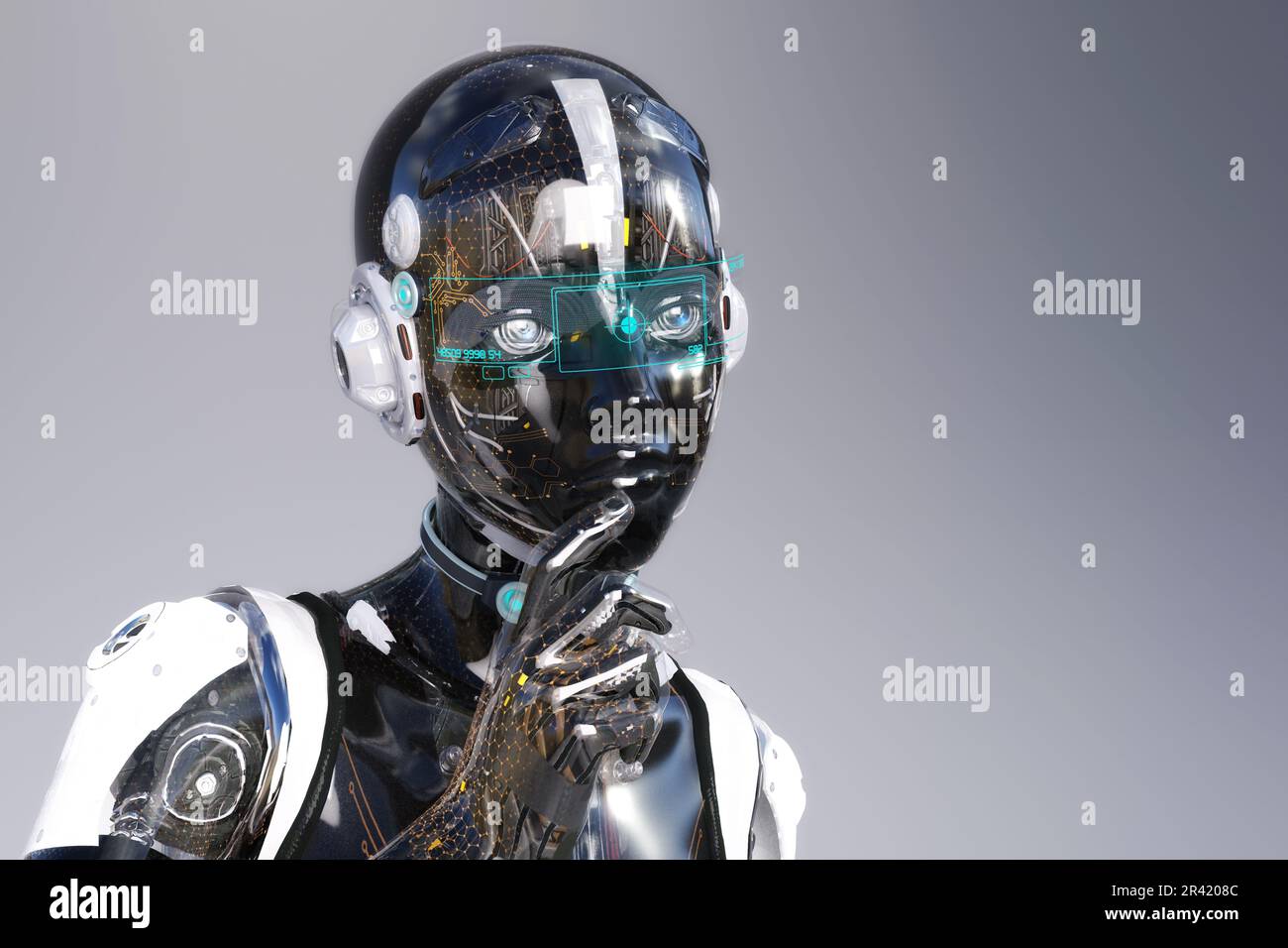 Artistic 3D illustration of a cyborg with artificial intelligence Stock ...