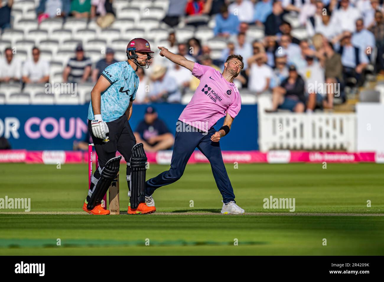 LONDON, UNITED KINGDOM. 25 May, 2023. Tom Helm of Middlesex (right ...