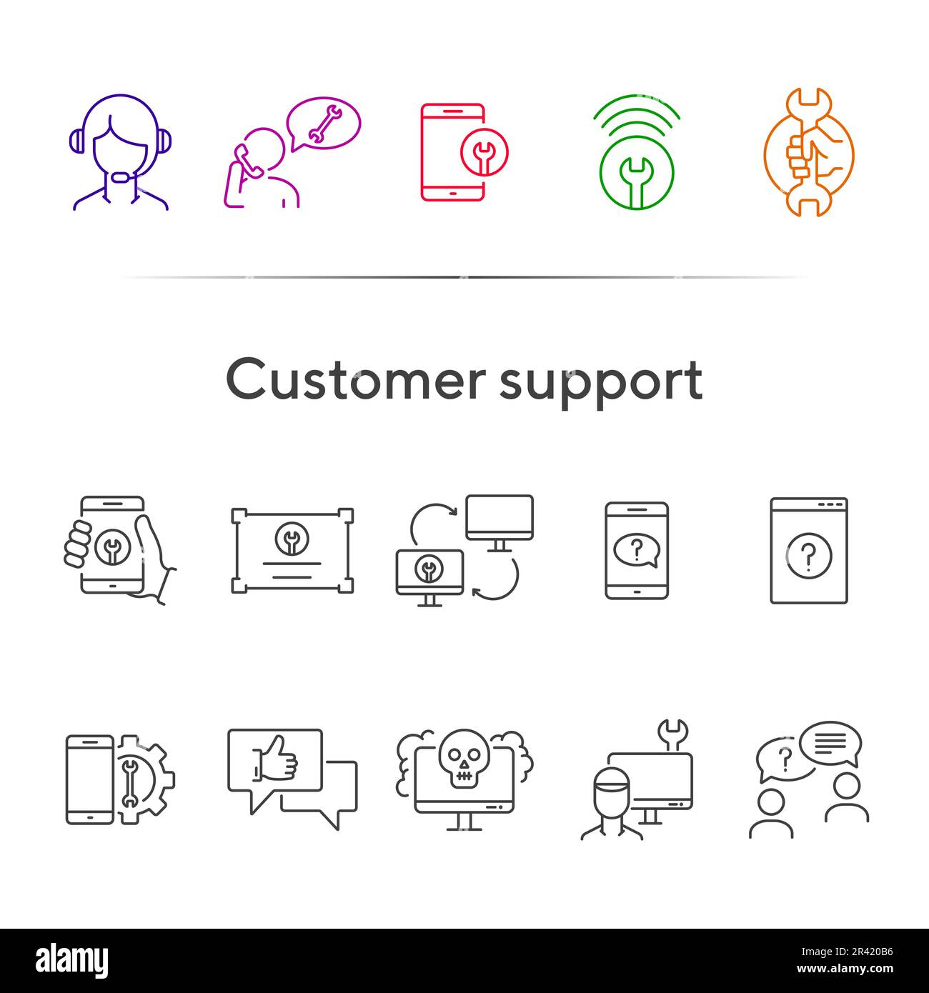 Customer support line icon set Stock Vector Image & Art - Alamy