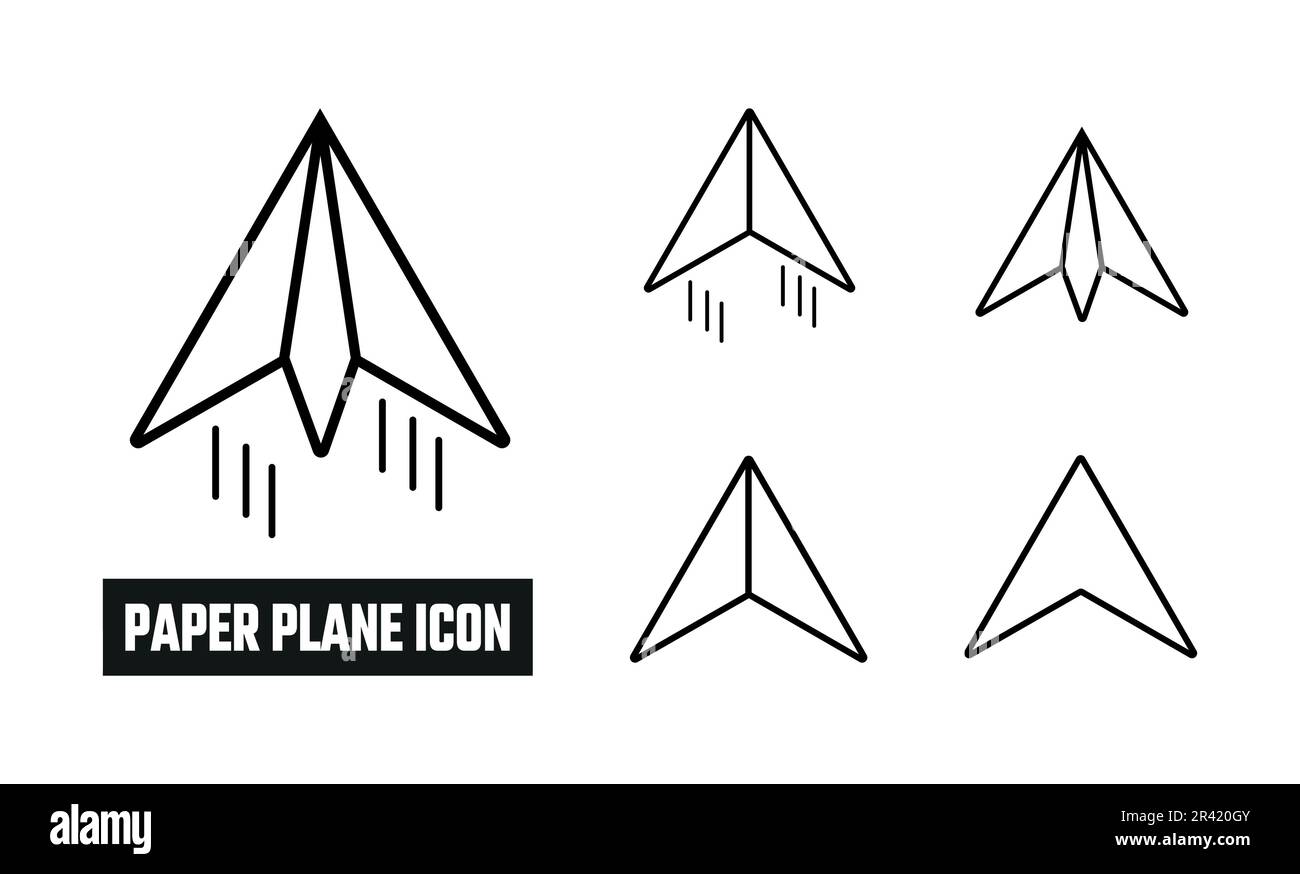 Paper plane Lineal Icon Symbol Vector. Black Outline Paper plane Icon ...