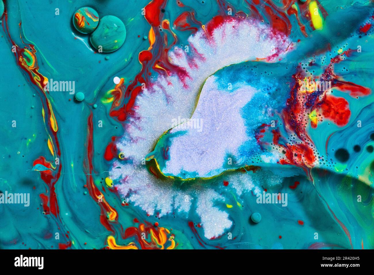 Abstract animal face popping from vibrant painting surface burst of ...