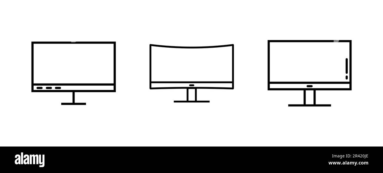 Monitor Screen Lineal Icon Symbol Vector. Black Outline Monitor Screen ...