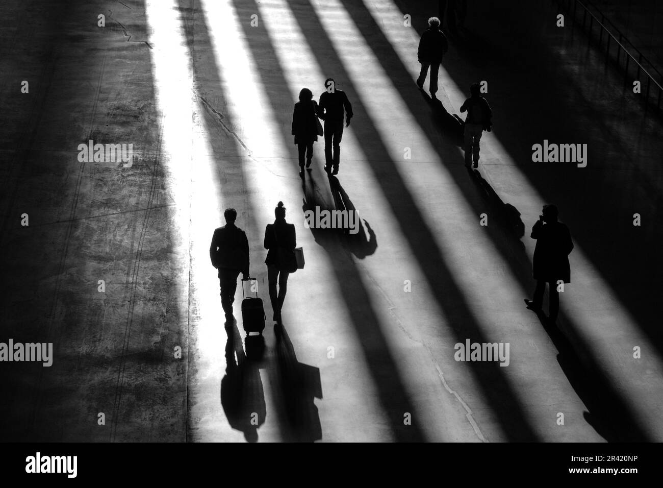 Dramatic Silhouettes and Shadows in Tate Modern, London, UK Stock Photo ...