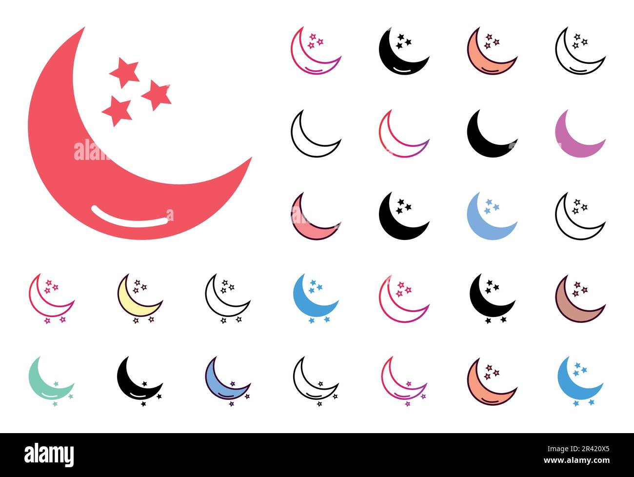 Moon Icon Set Vector Illustration Stock Vector Image & Art - Alamy