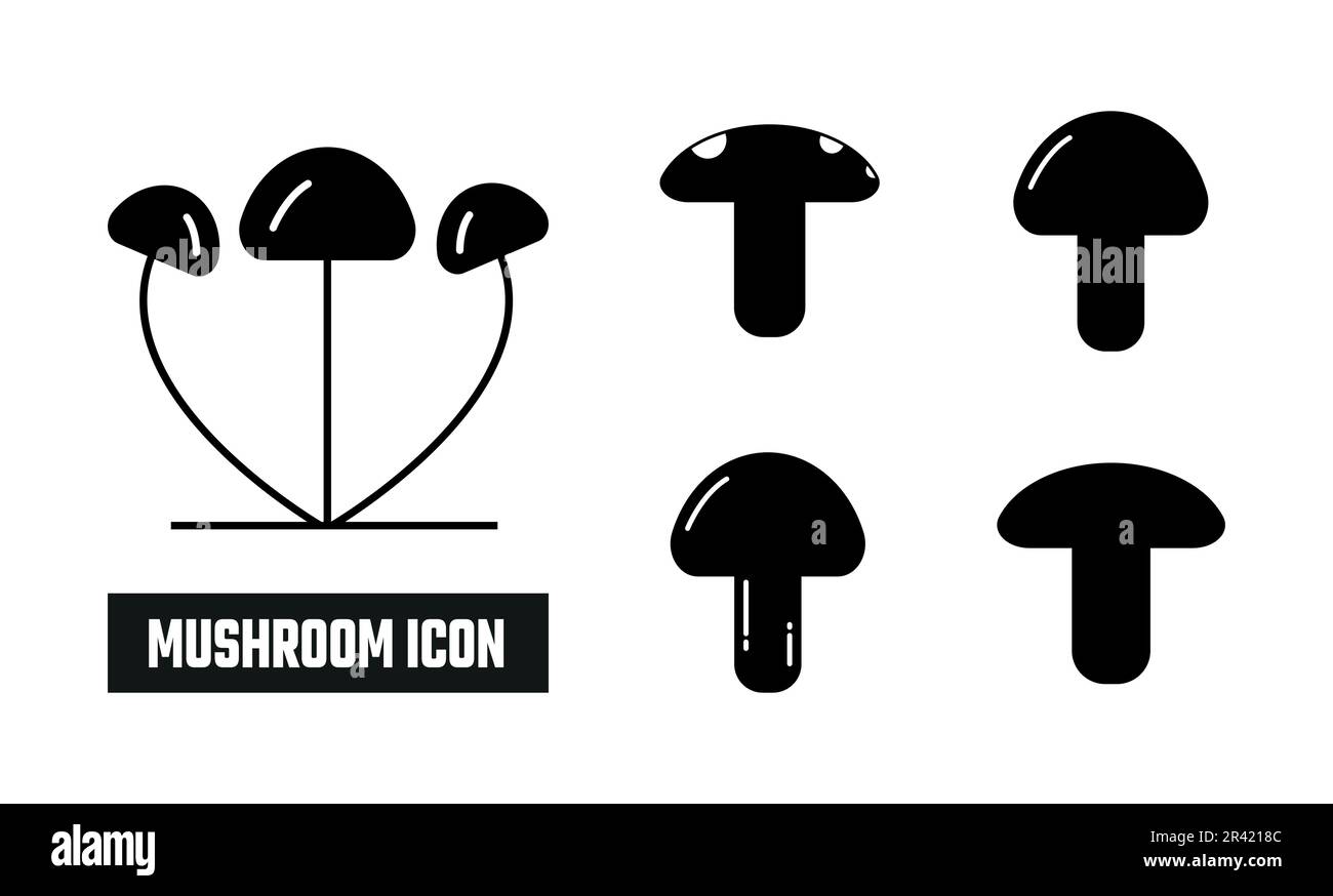Mushroom Fill Icon Symbol Vector. Black Glyph Mushroom Icon Stock ...