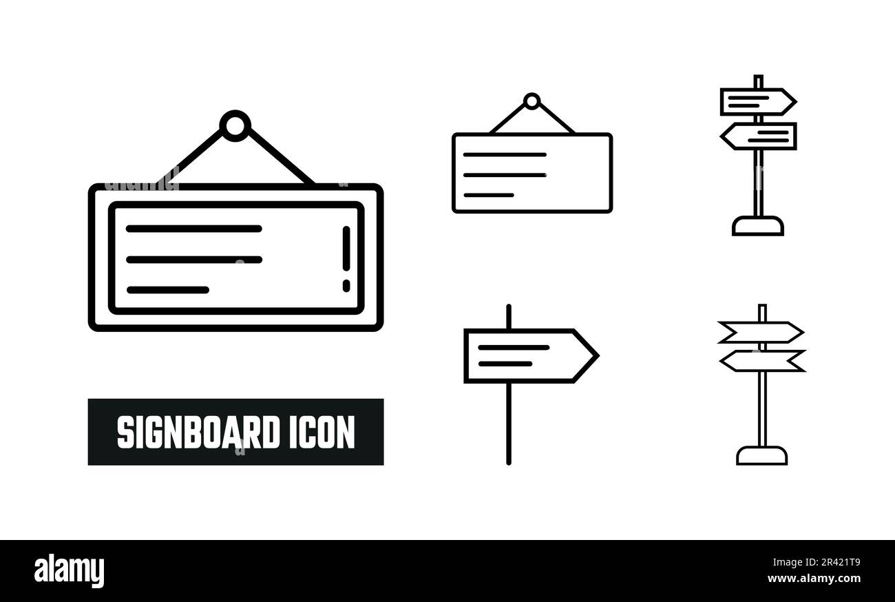 Signboard Lineal Icon Symbol Vector. Black Outline Signboard Icon Stock ...