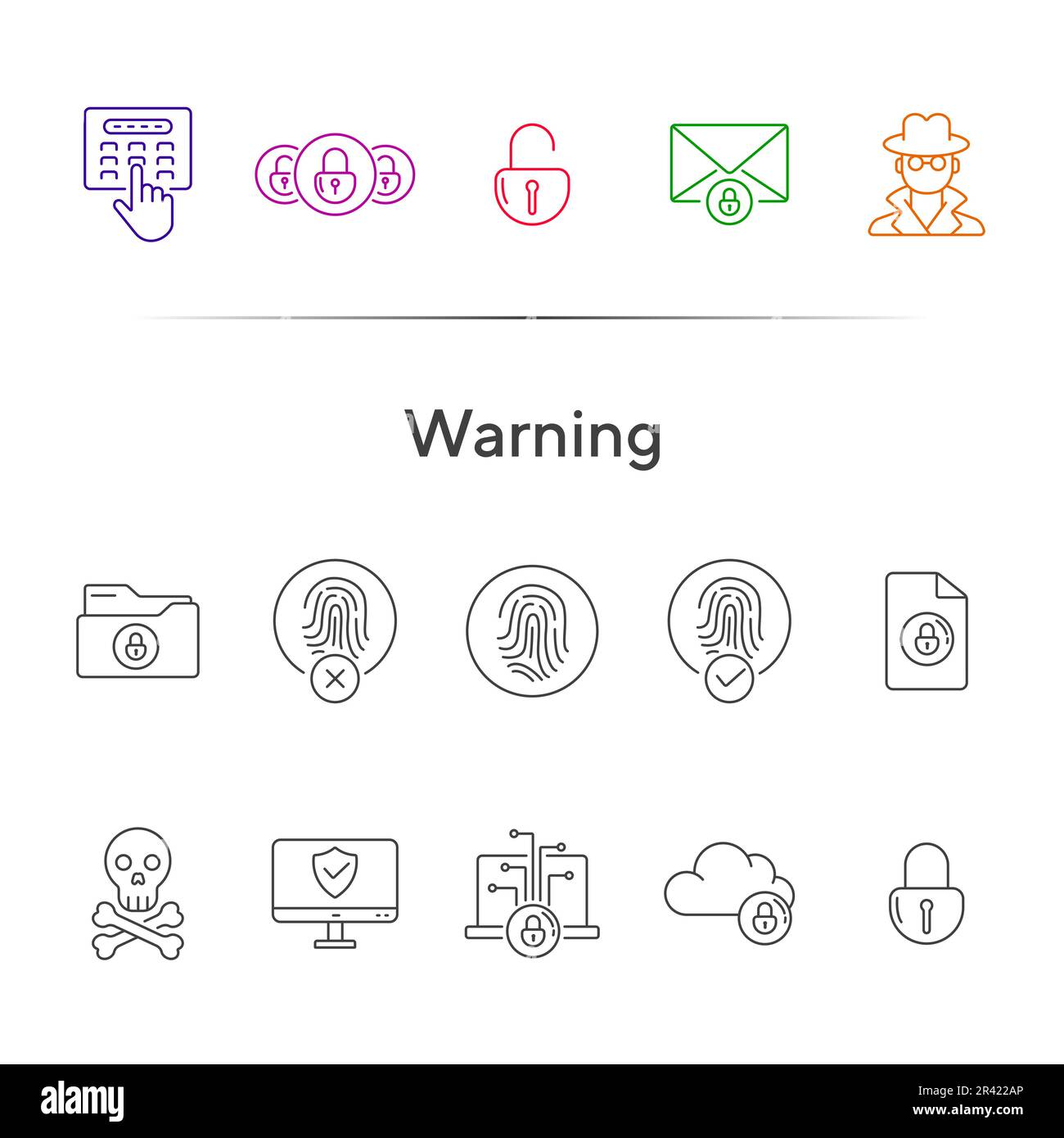 Warning line icons Stock Vector Image & Art - Alamy