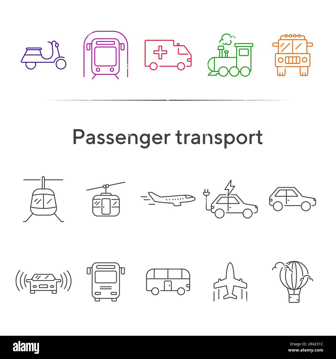 Passenger transport line icon set Stock Vector Image & Art - Alamy