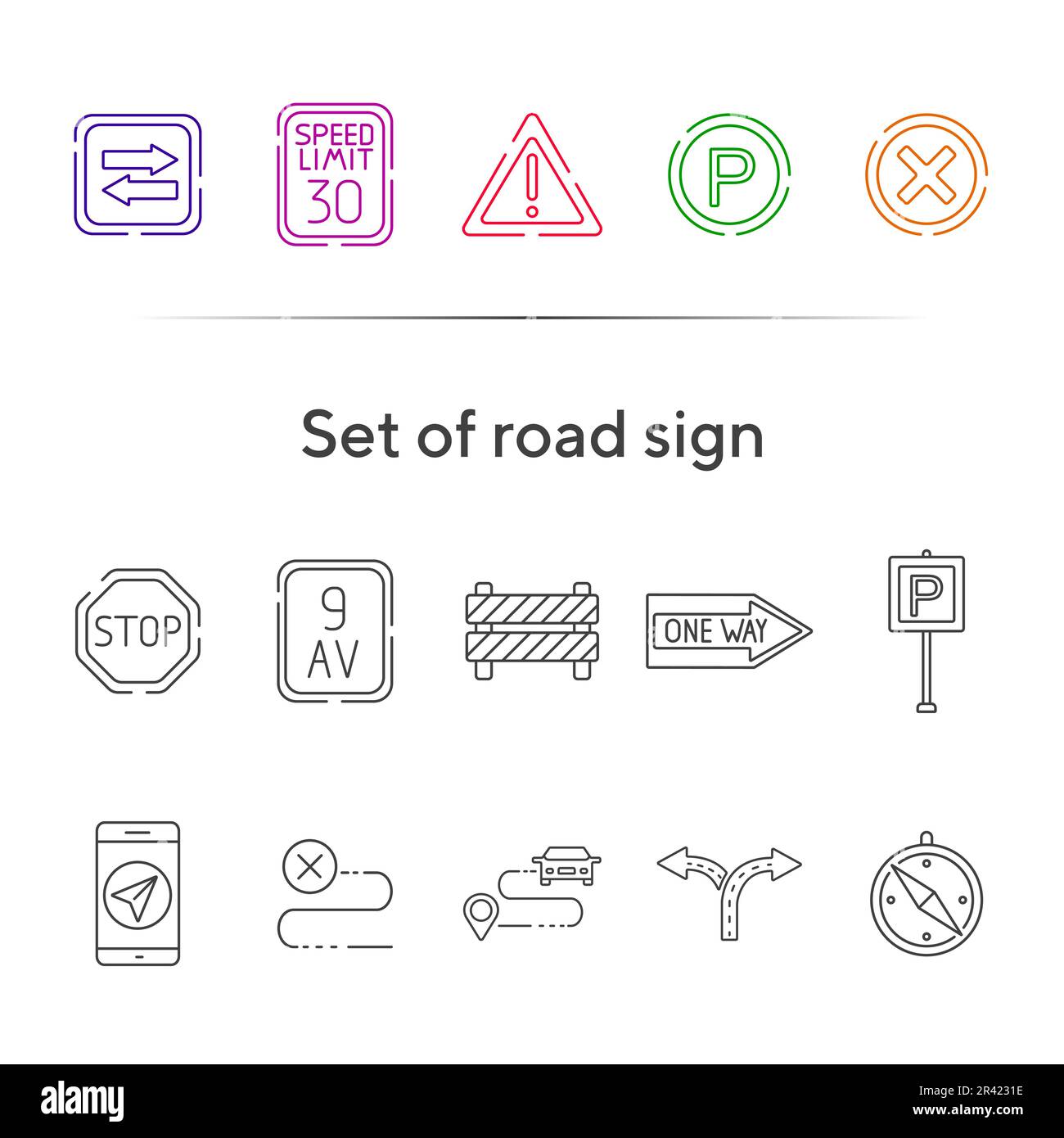 Set of road sign icons Stock Vector Image & Art - Alamy