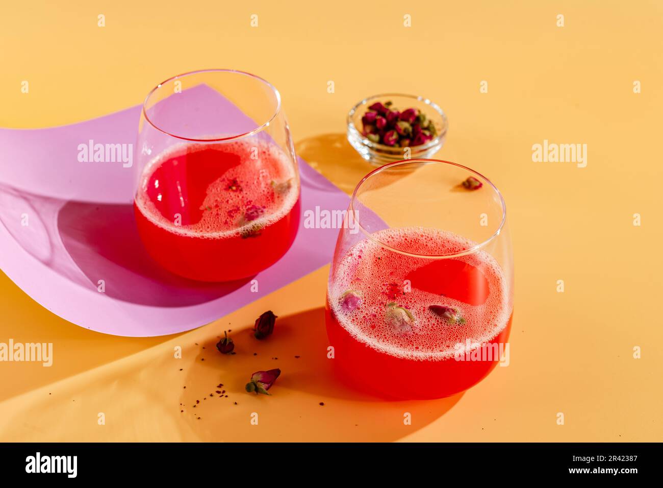 Pink Raspberry Cocktail in drink glass Stock Photo - Alamy