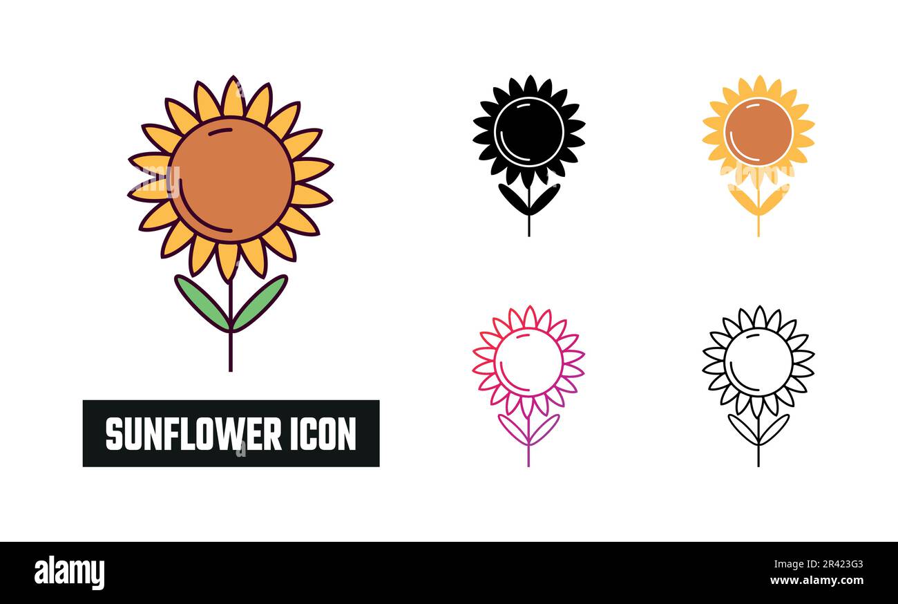 Sunflower Icon Set Vector Illustration Stock Vector Image & Art - Alamy