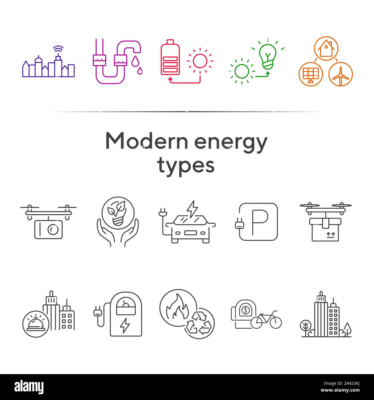 Modern energy types icons Stock Vector Image & Art - Alamy