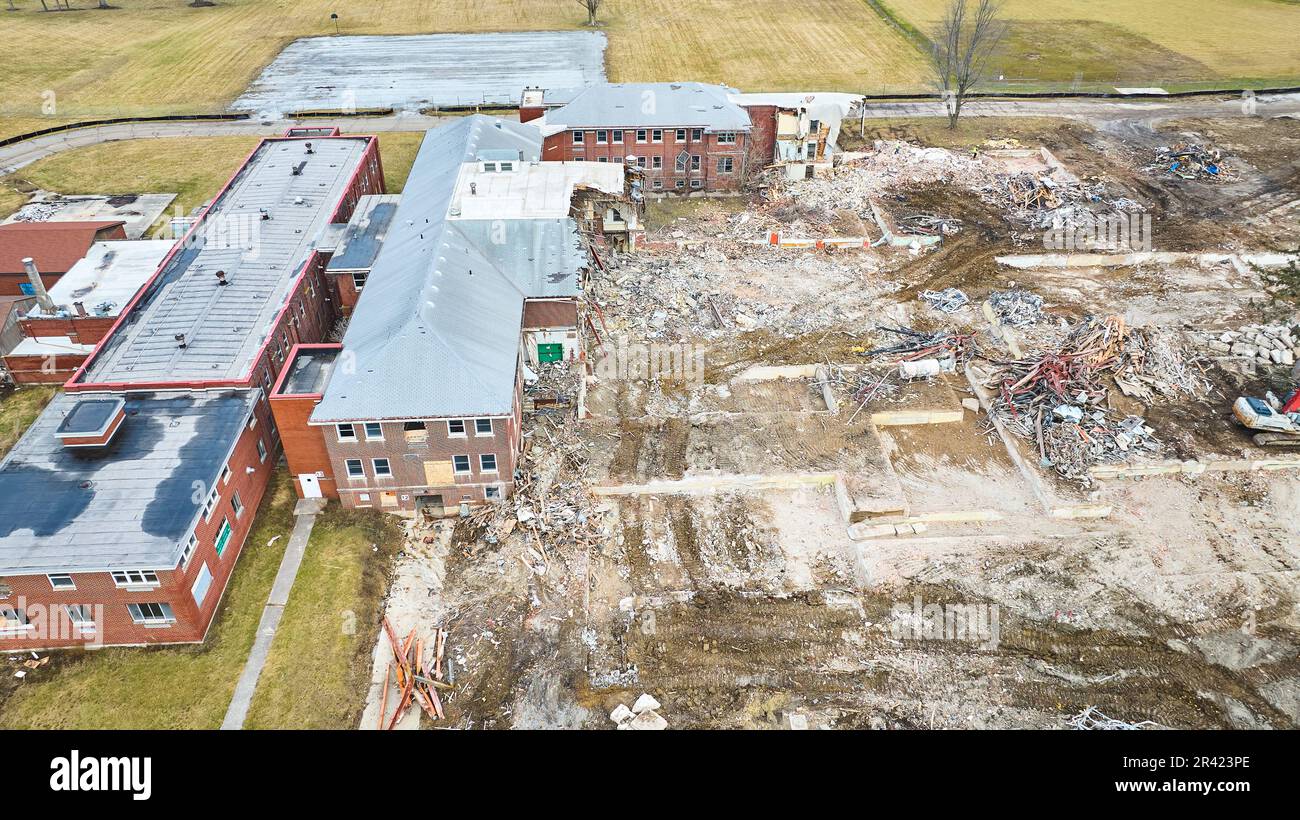 Abandoned hospital with debris and piles of scrap metal Stock Photo - Alamy