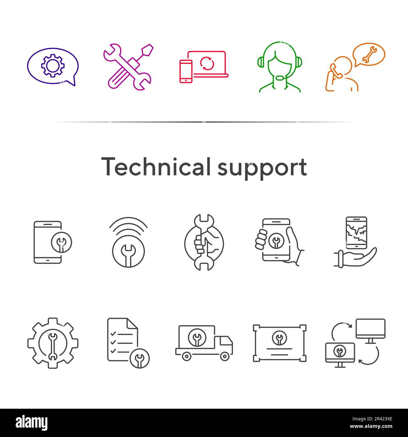 Technical support line icon set Stock Vector Image & Art - Alamy