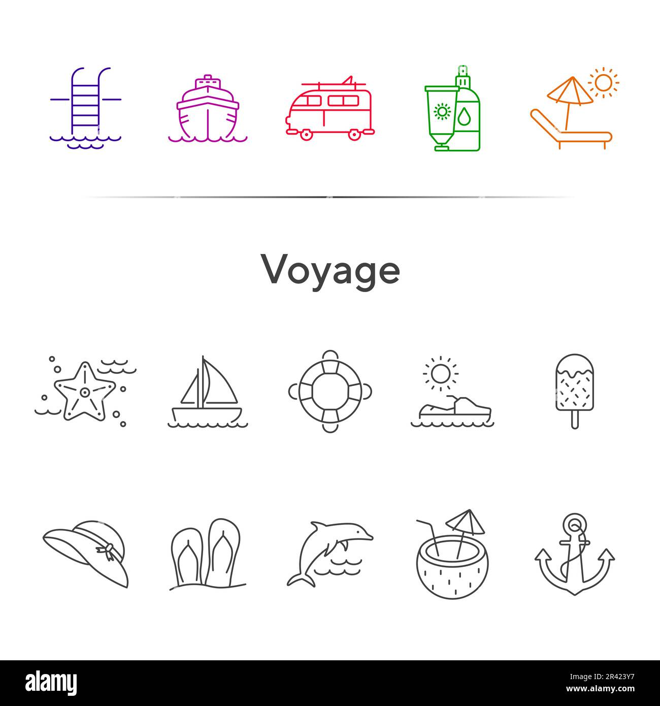 Voyage line icon set Stock Vector Image & Art - Alamy