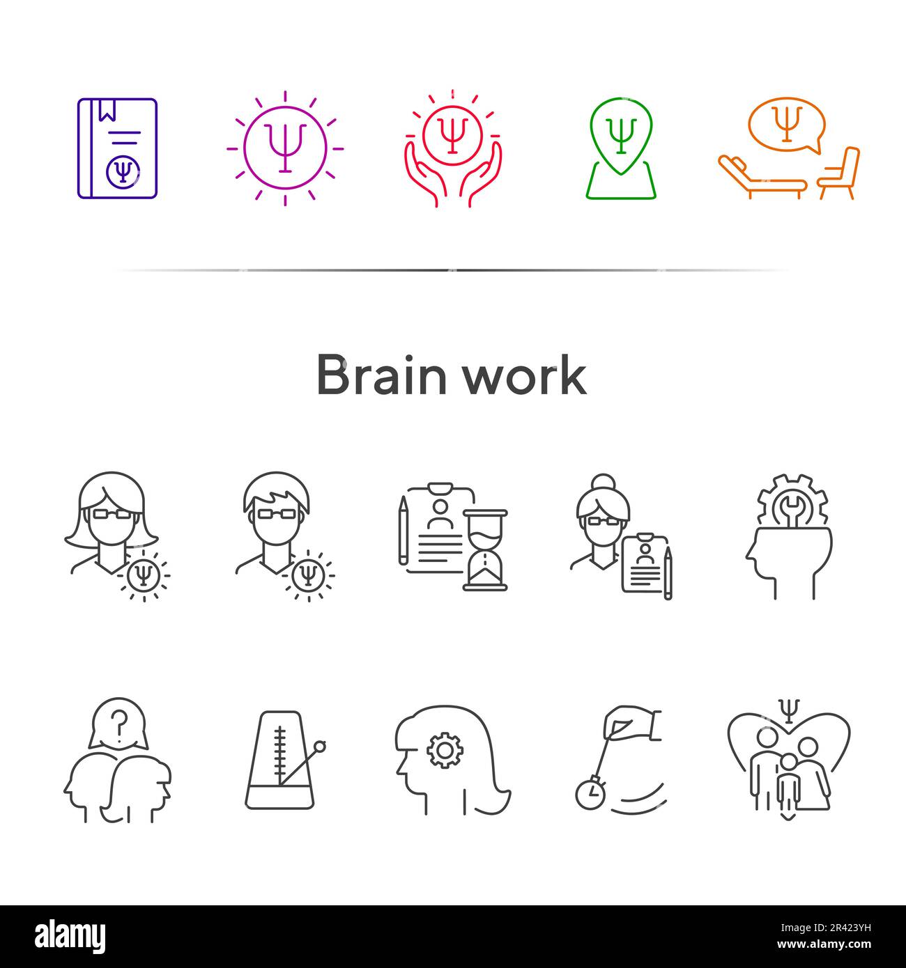 Brain work line icon set Stock Vector Image & Art - Alamy