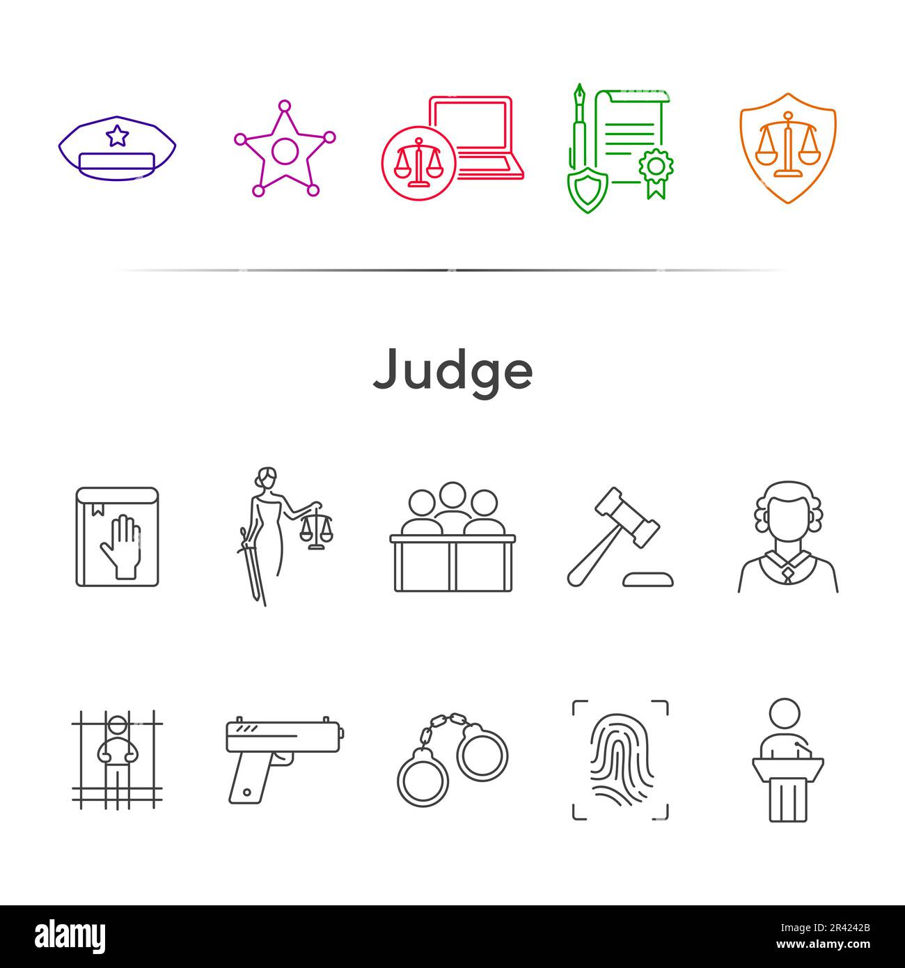 Judge bench and gavel Stock Vector Images - Alamy