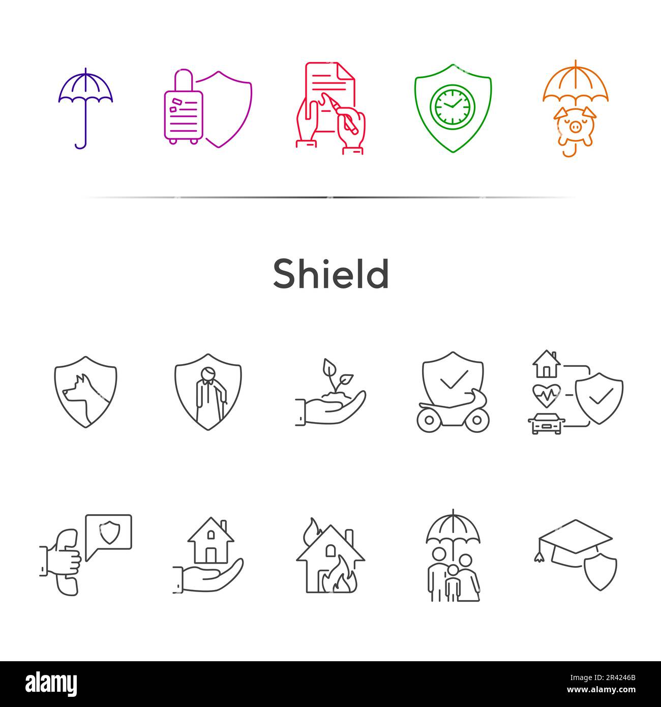 Shield line icon set Stock Vector Image & Art - Alamy