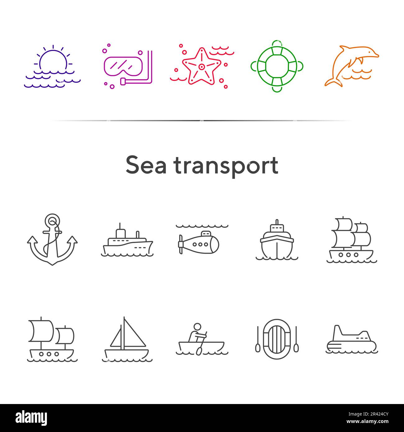 Sea transport line icon set Stock Vector Image & Art - Alamy