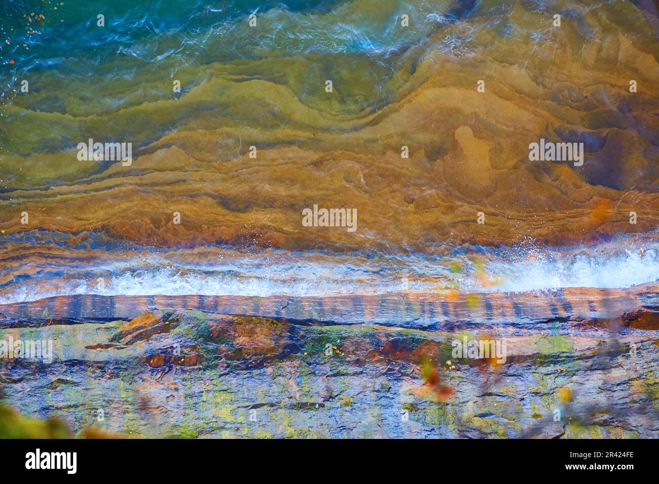 Pictured Rocks National Park with crashing waves and clear water ...