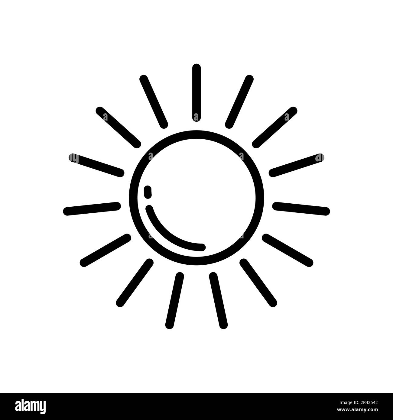 Sun Lineal Icon Symbol Vector. Black Outline Sun Icon Stock Vector Image & Art - Alamy