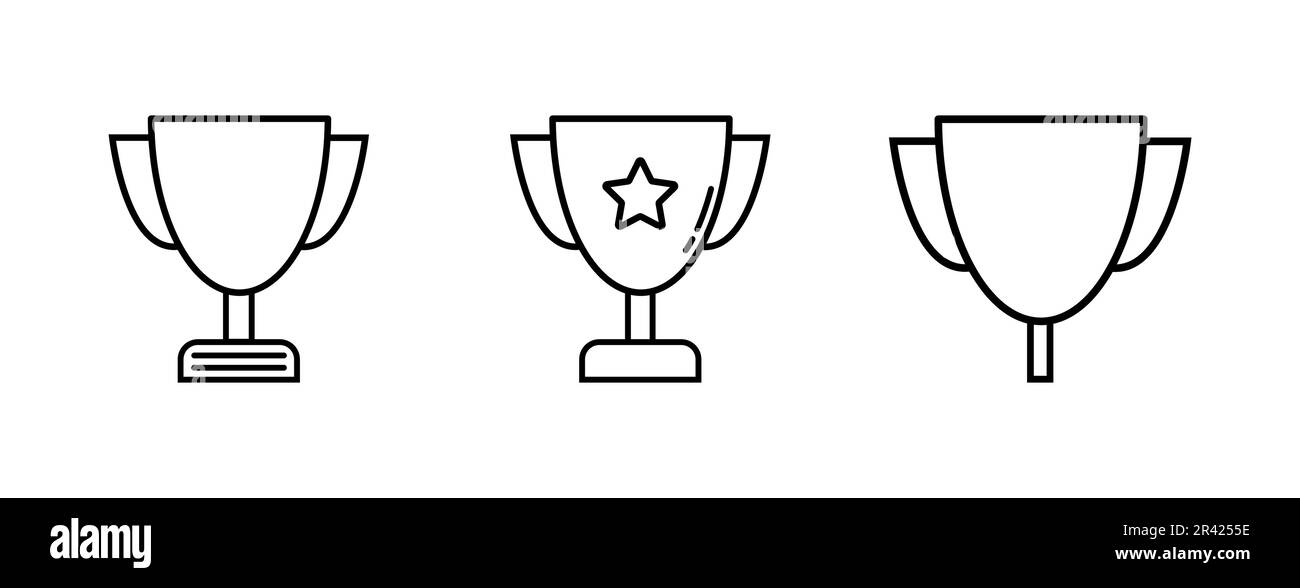 Trophy Lineal Icon Symbol Vector. Black Outline Trophy Icon Stock ...
