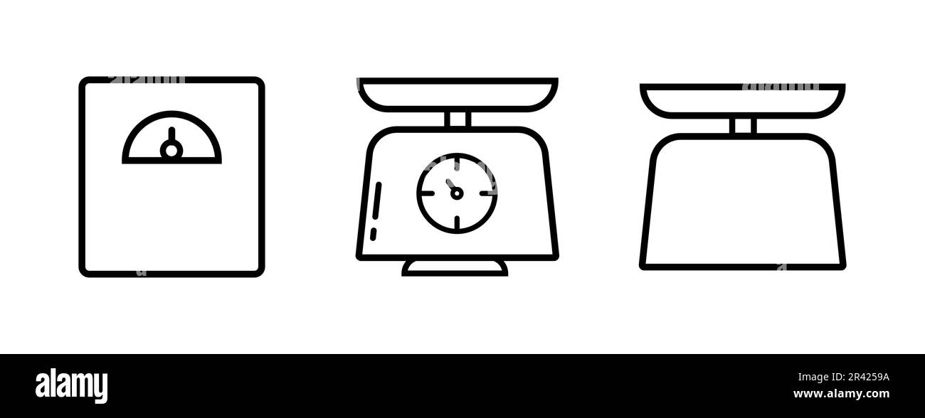 Weighing Scale Lineal Icon Symbol Vector. Black Outline Weighing Scale ...