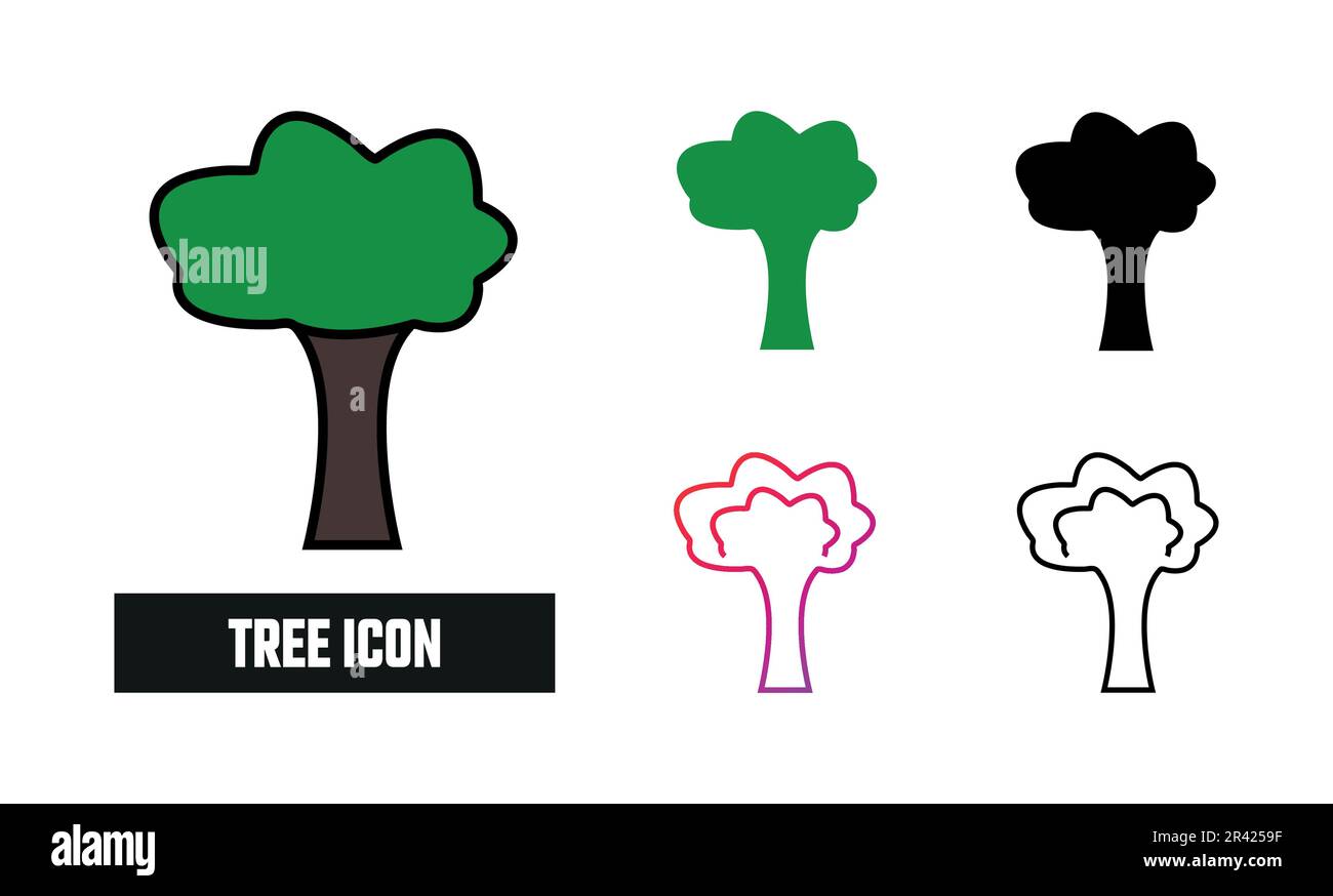 Tree Icon Set Vector Illustration Stock Vector Image & Art - Alamy