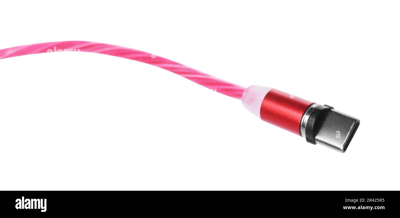 Red USB cable with type C connector isolated on white Stock Photo - Alamy