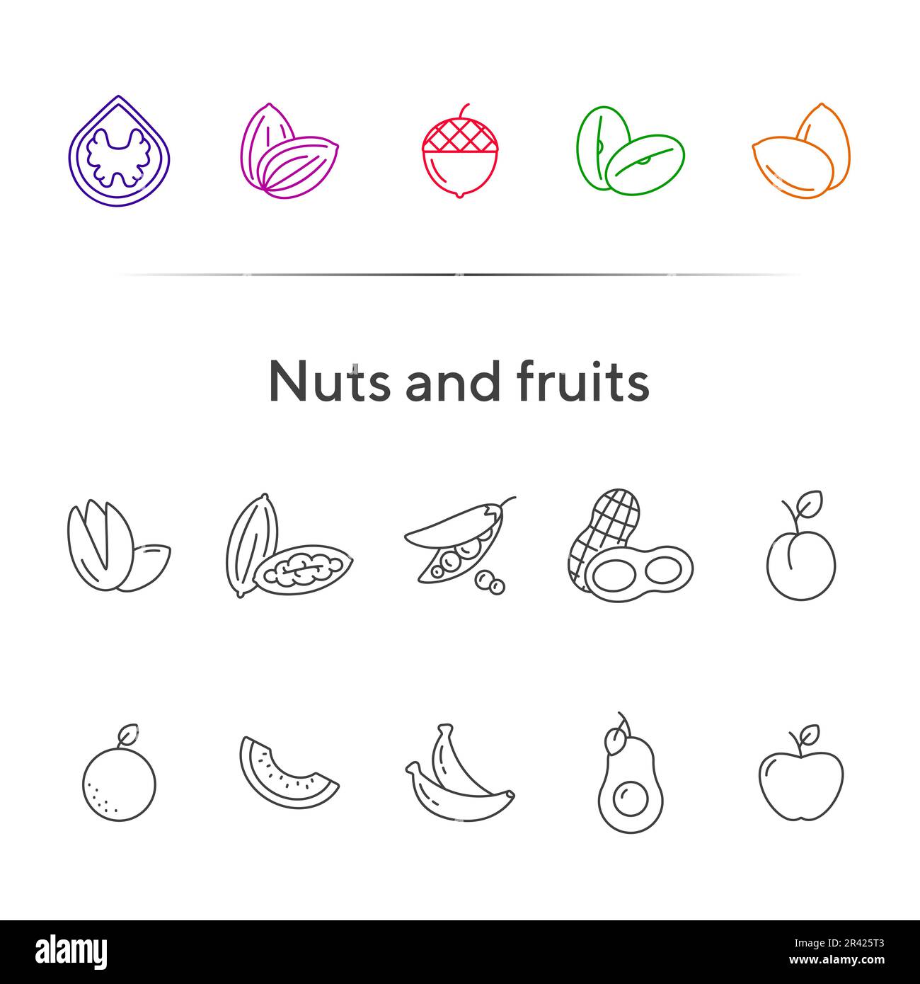 Nuts and fruits icons Stock Vector Image & Art - Alamy