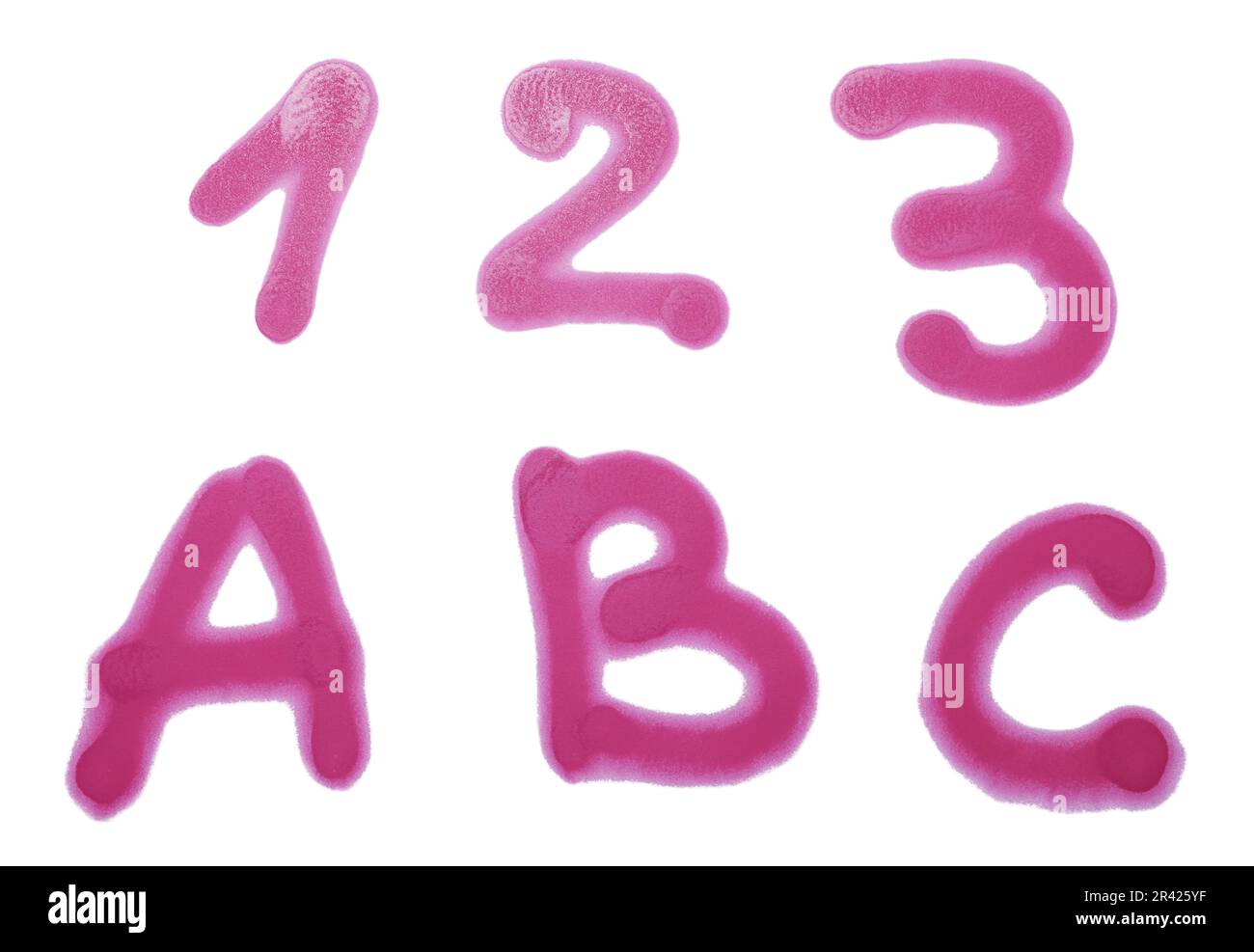 Numbers and letters drawn by spray paint on white background Stock ...