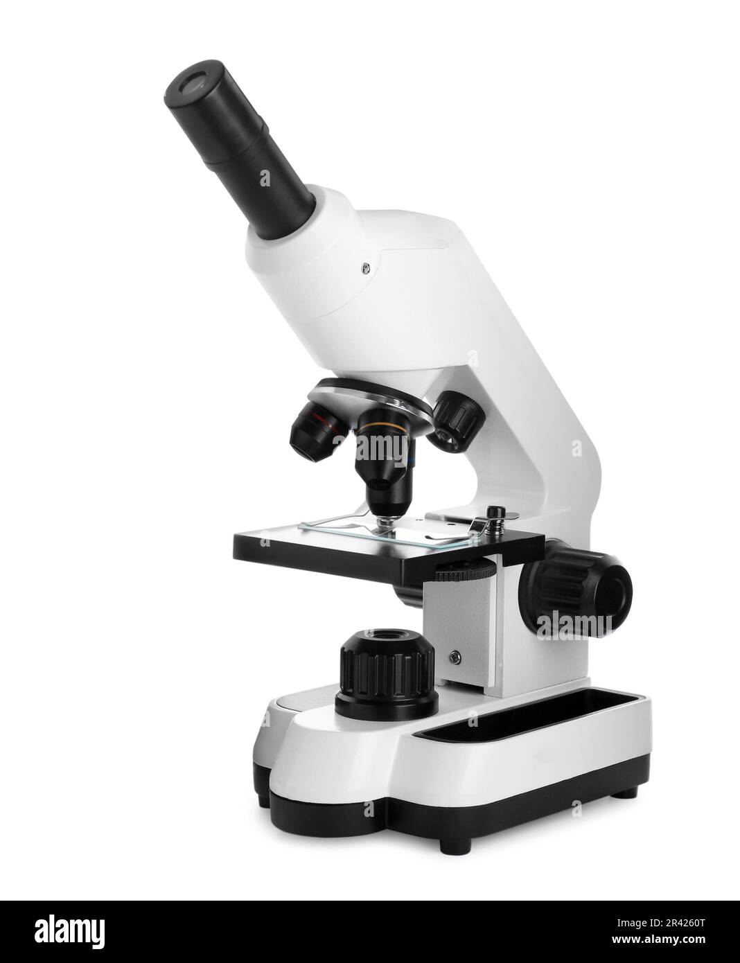 Modern microscope isolated on white. Medical equipment Stock Photo - Alamy