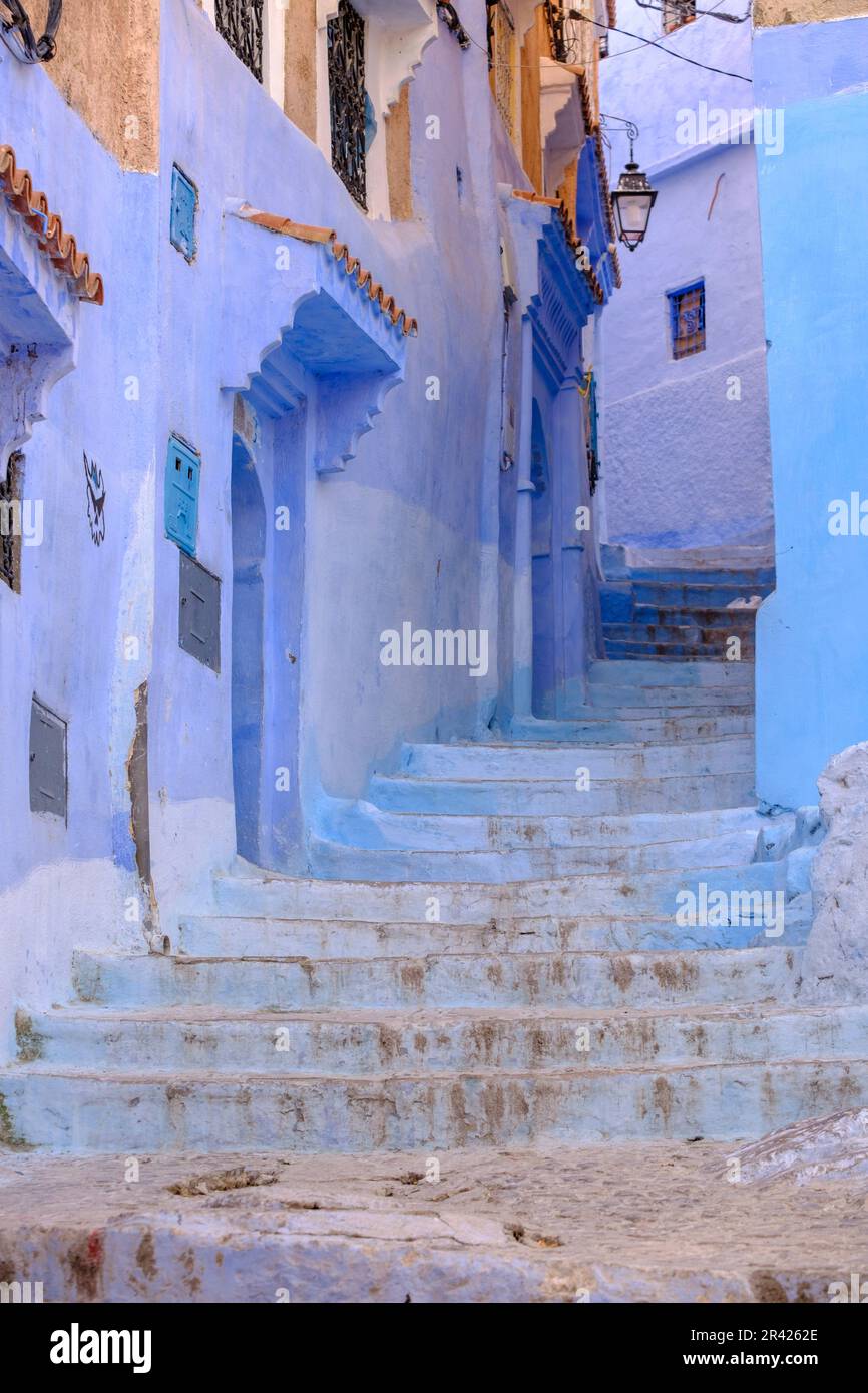 Stairs up blue town Stock Photo - Alamy