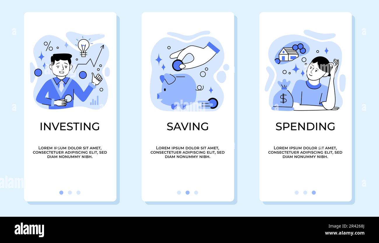 Financial planning investing spending and saving money flat app design ... Financial planning investing spending and saving money flat app design ...