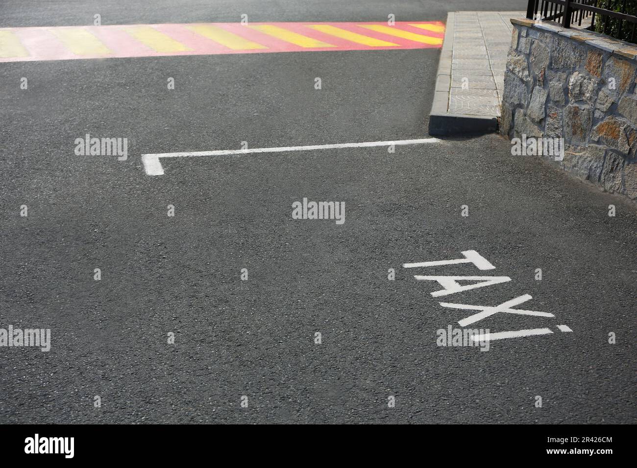 Empty outdoor parking lot for taxi on asphalt Stock Photo - Alamy