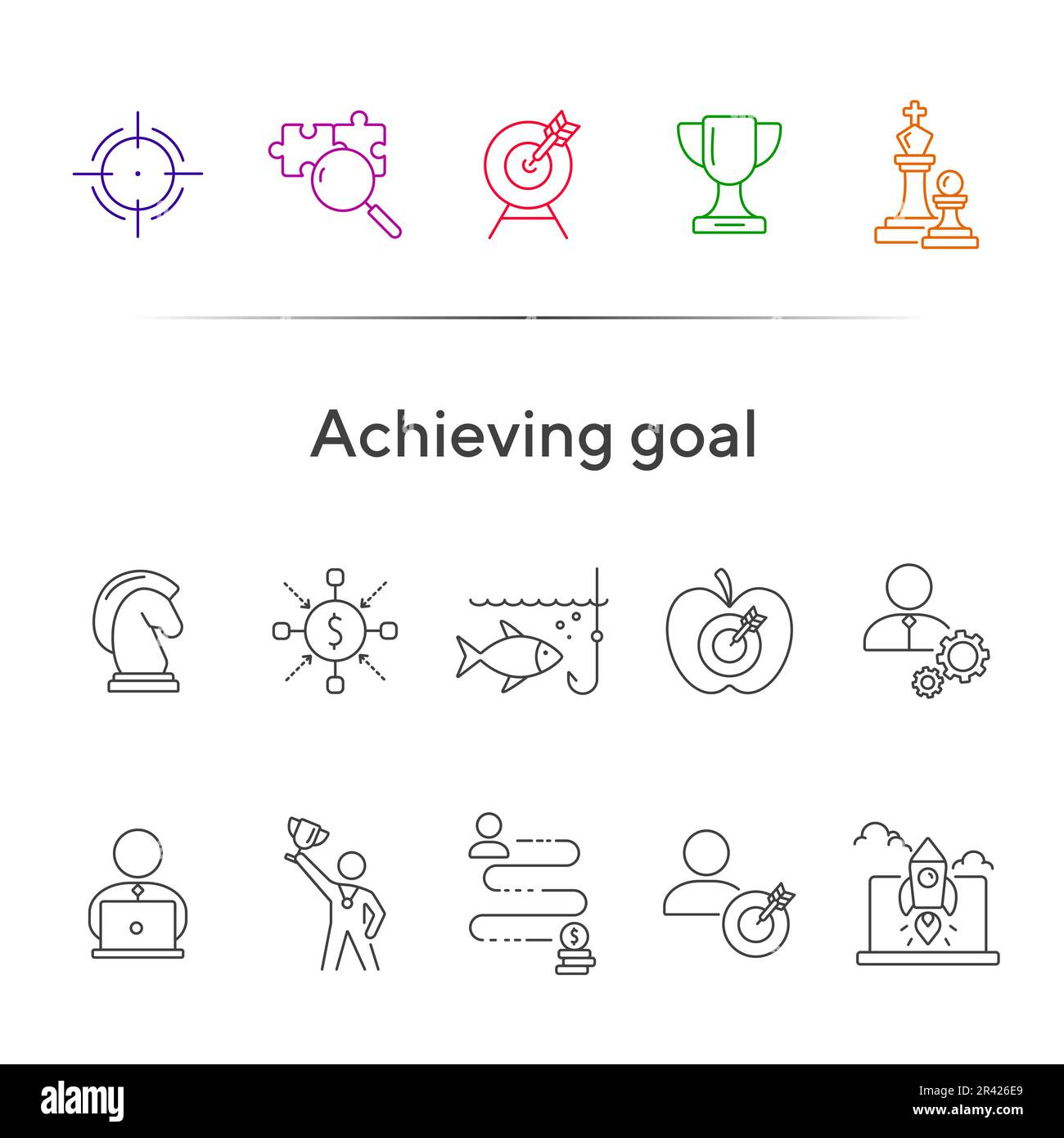 Achieving goal icon set Stock Vector Image & Art - Alamy