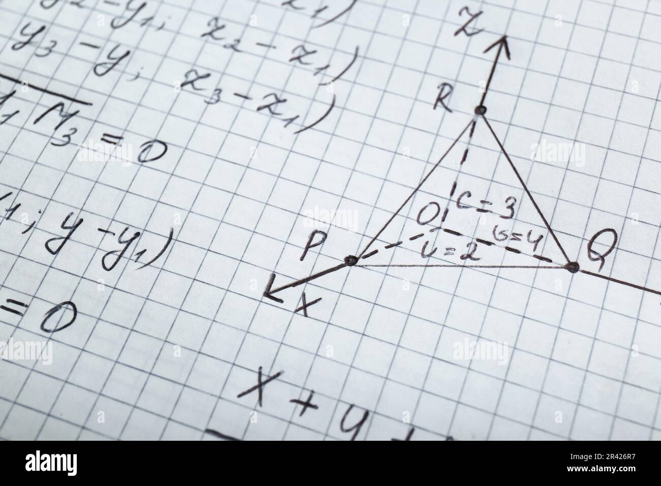 Sheet of paper with different mathematical formulas, closeup Stock ...