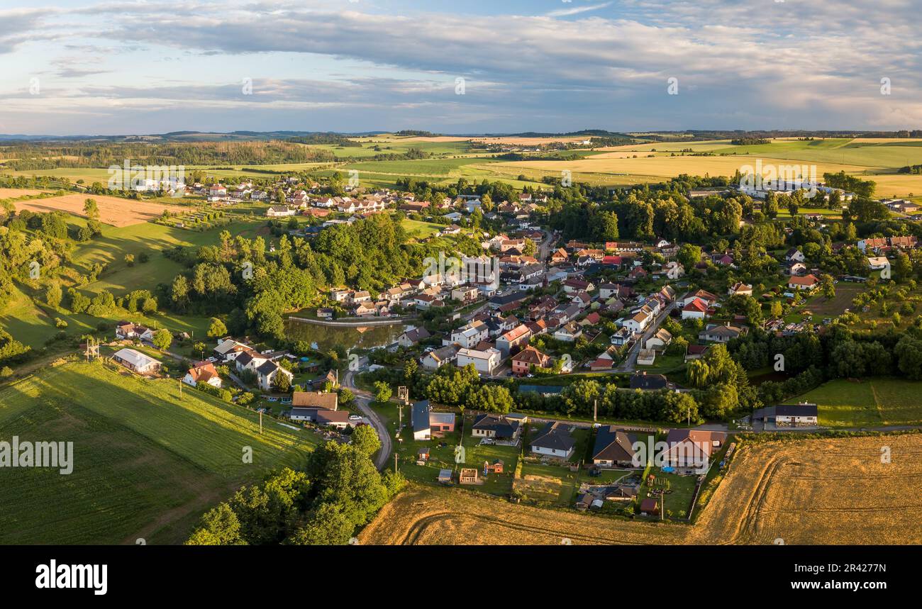 Panorama of central European village Puklice Stock Photo - Alamy