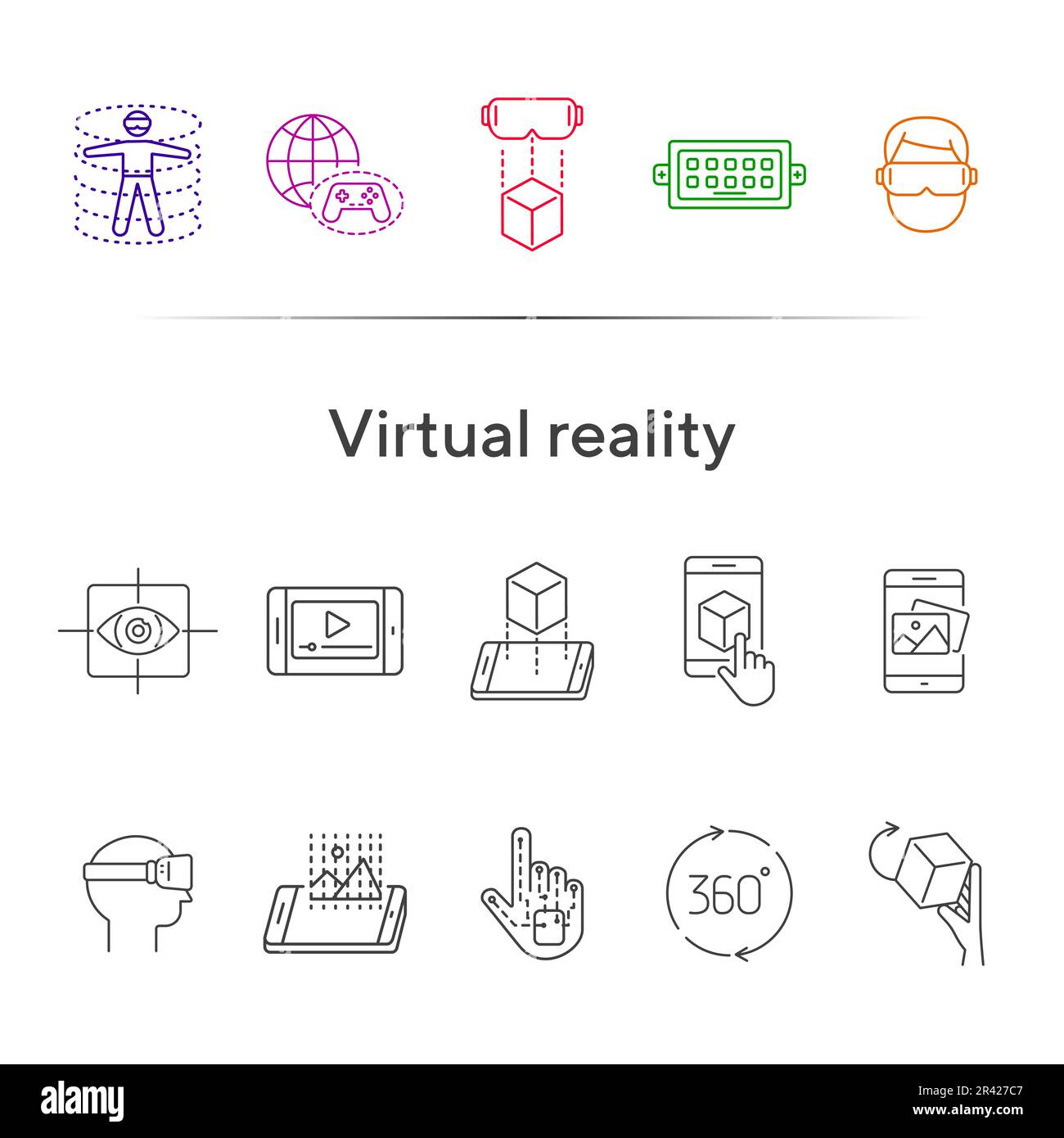 Virtual reality line icons Stock Vector Image & Art - Alamy
