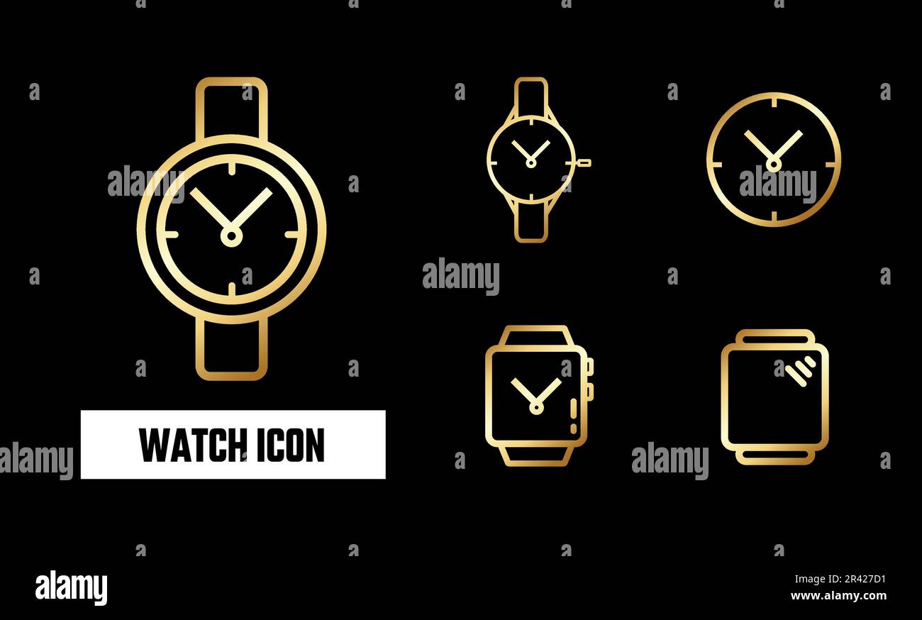 Golden Watch Icon Vector Illustration Stock Vector Image & Art - Alamy