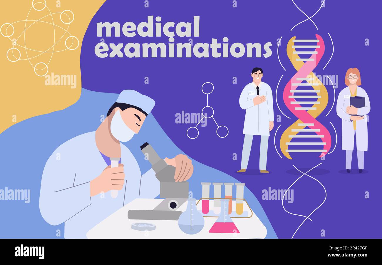 Medical examination composition with collage of flat images with dna ...
