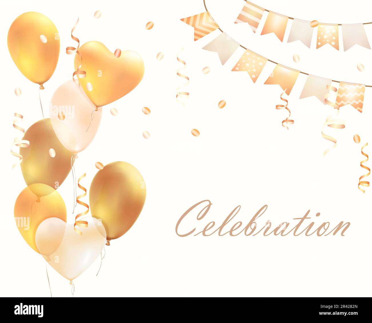 Celebration party background with balloons and ribbons symbols ...