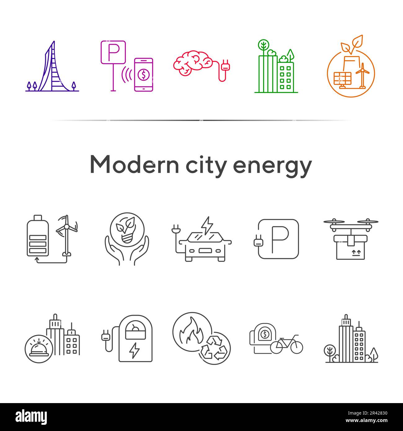 Modern city energy icons Stock Vector Image & Art - Alamy
